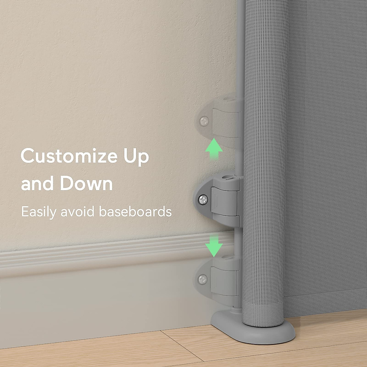 Momcozy Retractable Baby Gate, Alarm Mesh Baby Gate or Mesh Dog Gate, 33 inches high, extends to 55 inches Wide, Child Safety gate for doorways, Stairs, hallways, Indoor/Outdoor.