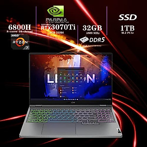 Lenovo 2022 Legion 5 Gen 7 15.6" FHD 165Hz Gaming Laptop, AMD Ryzen 7 6800H, 32GB DDR5 RAM, 1TB PCIe SSD, NVIDIA GeForce RTX 3070Ti, 4zone RGB Backlit Keyboard, Gray, Win 11 Pro, 32GB USB Card