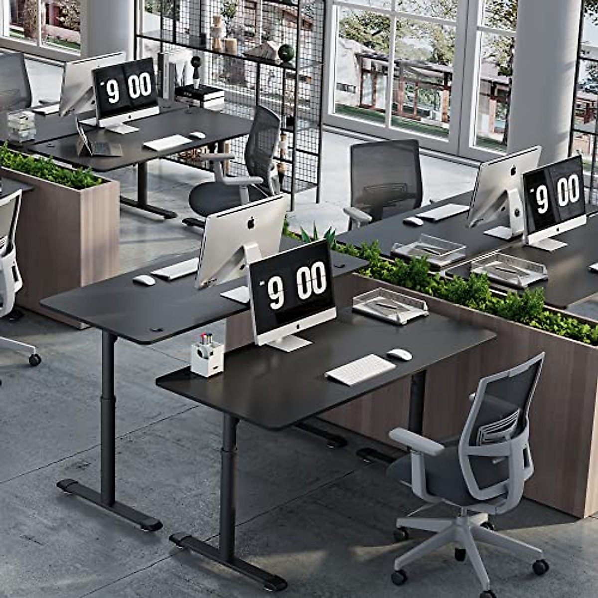 It's_Organized Gaming Desk 60 Inch Large Manual Height Adjustable Black Gaming Computer Desk, Home Office Standing Table Long Computer Sturdy Executive Workstation for 3 Monitors with Free Mouse Pad
