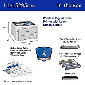 Brother HL-L3295CDW Wireless Compact Digital Color Printer with Laser Quality Output, Duplex, NFC, Mobile & Ethernet | includes 4 Month Refresh Subscription Trial ¹, Amazon Dash Replenishment Ready