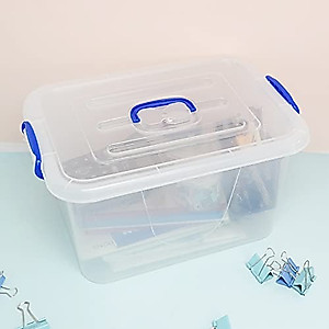 Asking 12 L Clear Plastic Storage Box with Handle, 4-Pack