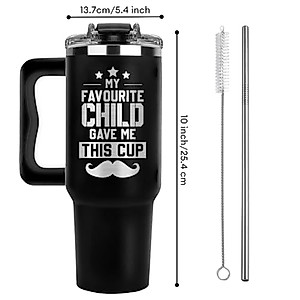 Vivulla68 Father's Day Gift from Daughter or Son - My Favorite Child Gave Me This Cup | Funny Dad Tumbler 40oz with Lid & Straw | Cute Papa Coffee Mug | Insulated Travel Cup for Dad