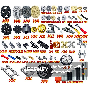 844Pcs Pins-Gears-Axles set Compatible with mainbrands-Technical-Parts, latest differentials Chain Link Connector Joints Tank Track Car-Wheels-Tires Shock-Absorber Steering Shaft