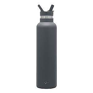 Simple Modern Water Bottle with Narrow Mouth Straw Lid Metal Thermos Vacuum Insulated Stainless Steel l Reusable Leak Proof BPA-Free Flask | Ascent Collection | 24oz, Graphite