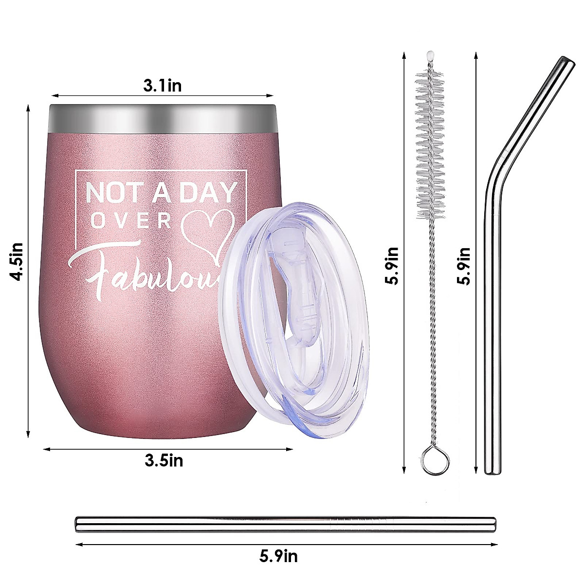 Birthday Gifts for Women - Thank You Gifts, Funny Inspirational Gifts for Women, Mom, Grandma, Wife, Daughter, Sister, BFF, Coworker - 12oz Vacuum Insulated Wine Tumbler Gifts Idea With Lid