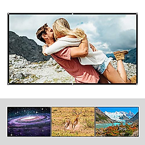 Docooler Projector Screen 100 Inch/150 Inch Optional, Widescreen 16:9 HD Anti-Crease Projection Screen Foldable and Portable for Wall Projection, Home Theater, Indoors Outdoors Film, Party