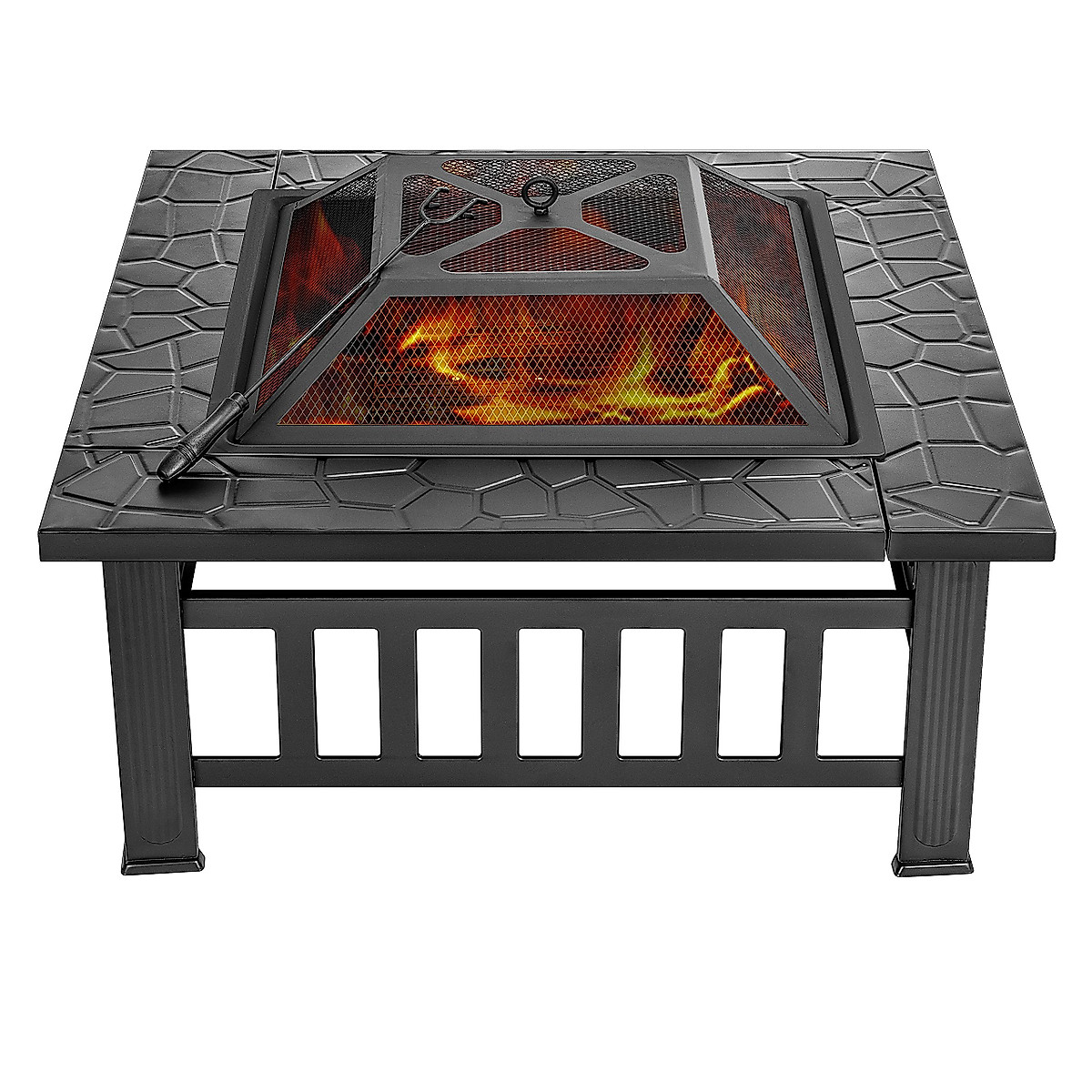 VIVOHOME 2 in 1 Outdoor Fire Pit - 36 Inch Large Bonfire Wood Burning Outside Firepit for Patio and Backyard with Spark Screen, Round Grill Grid, Poker and Fireplace Cover