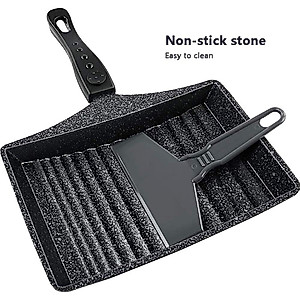 Tamagoyaki Frying Pan Non-Stick Fry Tamago Pan Wave Bottom Maifanite Stone Egg Roll Pan, for Omelette, Japanese Snacks, Black
