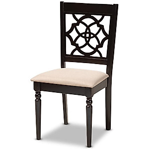 BOWERY HILL 17.9" Modern Oak Wood Dining Chair in Beige/Espresso (Set of 4)