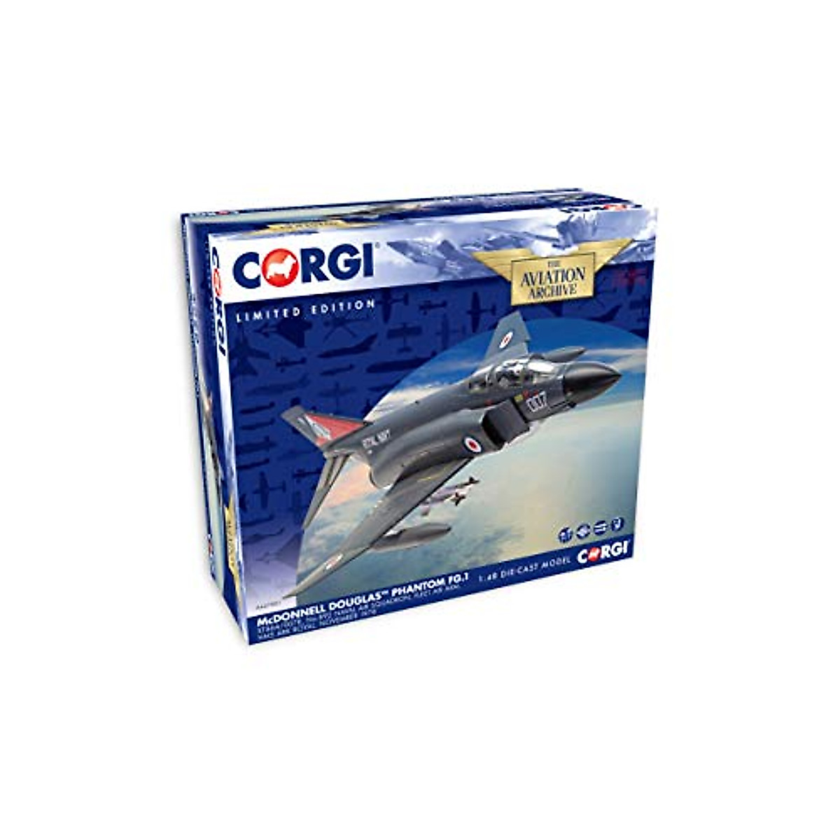 Corgi Diecast Mcdonnell Douglas Phantom FG.1 HMS Ark Royal 1:48 Military Aircraft Display Model AA27901, Black