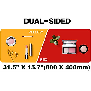 Makeup Mat for Vanity Top Protector,Craft Mats to Protect Table,Nail Art Table Mat,Dresser Protector Top Vanity Essentials,Vanity Desk Cover Pads,Dresser Cover Top Mats(Red+Yellow,31.5" x 15.7")