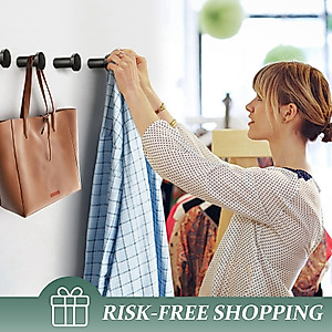 GUWINA Metal Wall Hooks for Hanging,6 Coat Hooks Wall Mount,Heavy Duty Black Decorative Hooks for Cubicle Entryway,Bathroom Shower Hand Towel Hooks Hangers for Clothes Robe (Round)