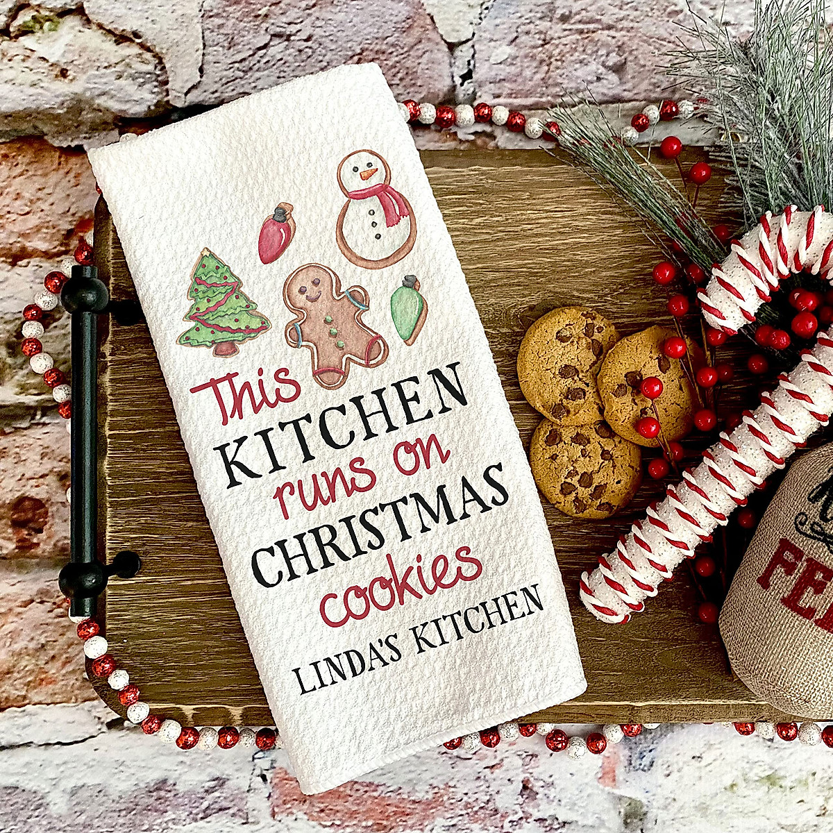 CANARY ROAD Custom Christmas Cookies Towel | Personalized Kitchen Towel | Christmas Gift for Women | Personalized Christmas Decor | Personalized Dish Towel | Christmas Kitchen Towel