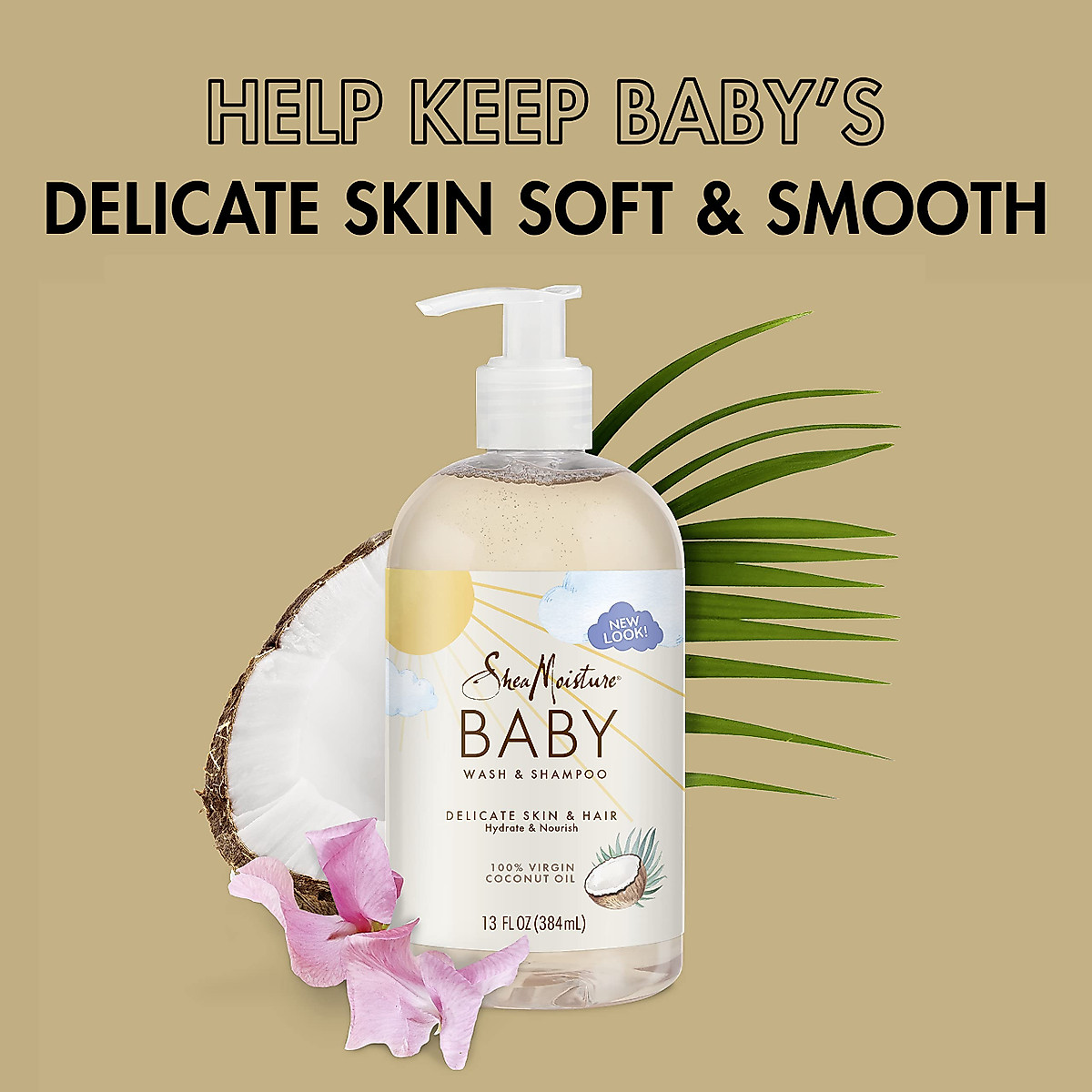 Shea Moisture Baby Essentials, 100% Virgin Coconut Oil Baby Body Wash & Shampoo, Skin Care for Newborn Baby and Kids, Pack of 2 -13 Fl Oz