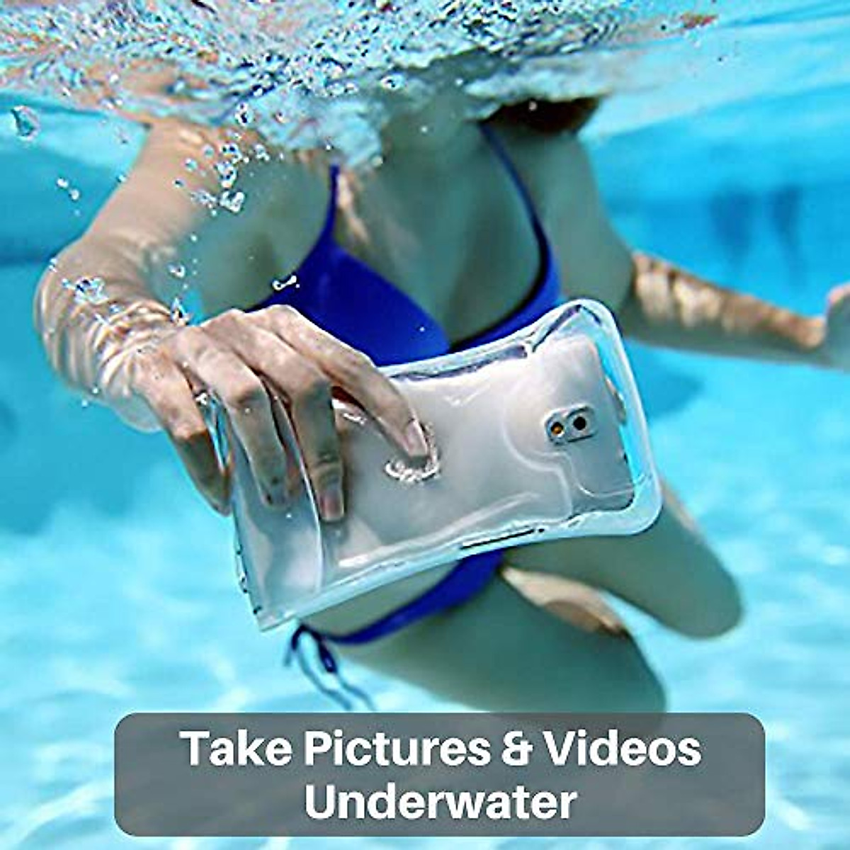 AquaVault 100% Waterproof Floating Smart Phone Case & Money Pouch - Fits All Phones - Made from Premium Heavy Duty PVC for Added Drop Protection - Includes Adjustable Neck Strap Black