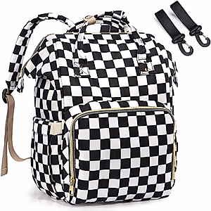 Limhoo Diaper Bag Backpack for Mom & Dad, Multifunction Waterproof Baby Changing Bags, Large Nappy Bag Backpack (Checkered)