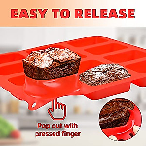 CAKETIME Silicone Mini Loaf pan, Mini Bread Pan Brownie Pan, 12 Cavities Nonstick Food Grade for Baking Mini Bread, Brownie, Cornbread, Cheesecake & Chocolate (1 Pack)