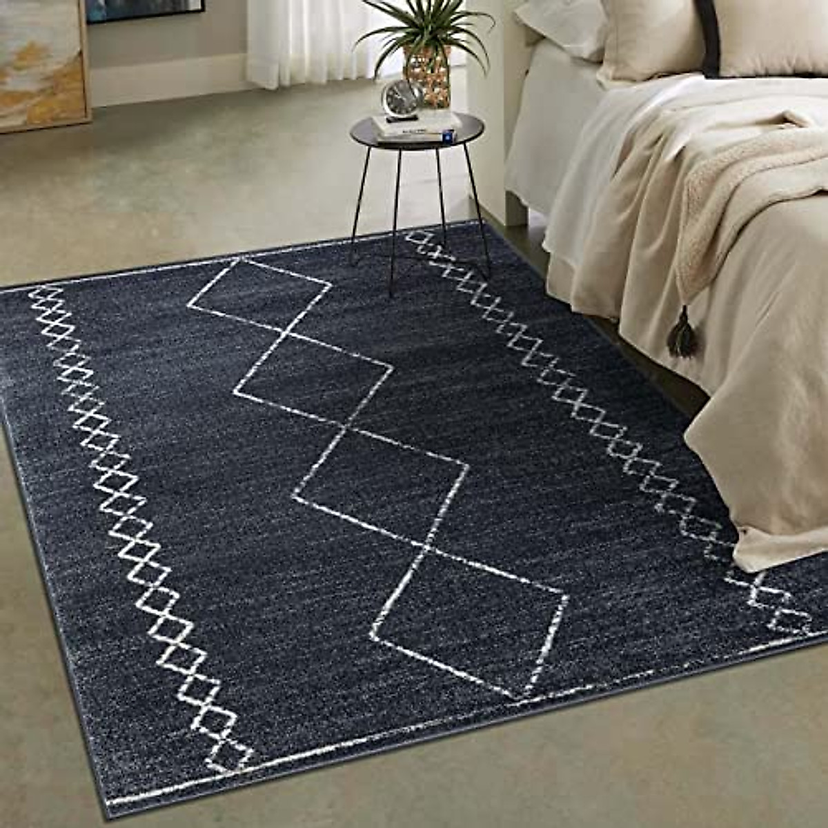 LUXE WEAVERS Daphnes Anthracite 5x7 Boho Moroccan Geometric Area Rug