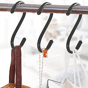 Cozihom 3 Inch Heavy Duty Vinyl Coated S Hooks, Rubber Coated S Hooks, Extra Thick Non Slip Metal S Hanger for Closet, Garden, Garage, Kitchen Hanging, Black, Pack of 12