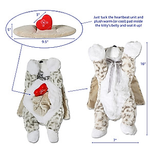 Pet Fit For Life Heartbeat Plush Cat Toy with Heat for Calming Anxiety - Kitty Sleep Aid with USB Rechargeable Heart Beat Simulator and Reusable Heating Pad Insert