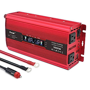 Yinleader Power Inverter 1500W/3000W DC 12V to 110V AC Car Converter with Intelligent LCD Display Dual AC Outlets Dual USB Charging Port for for RV Truck Laptop(Red)