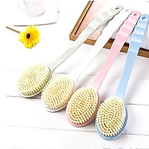 INGVY Dry Brushing Body Brush Long Handle Bath Massage Brushes Bathroom Back Brush Shower Rubbing Soft Hair Bath Brush Body (Color : Pink)