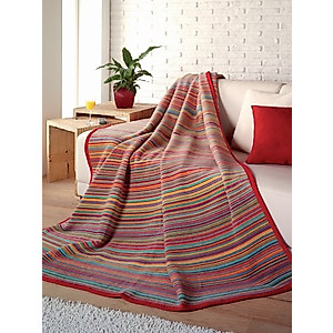 IBENA Colorful Sunset Stripe Cotton Blend Throw Blanket