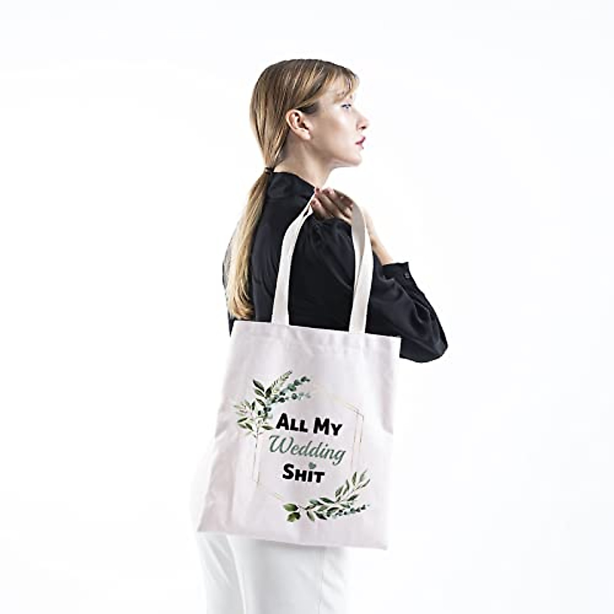 TSOTMO Bride To Be Gift All My Wedding Shit Floral Bride Wedding Day Emergency Kit Tote Bag (Wedding shit tote)