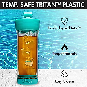 Primula Press and Go Iced Tea Iced Tea Brewer and Tumbler For Loose Leaf or Bagged Teas, Double Wall Travel Tea Mug with Stainless Steel Infuser, Leakproof, Dishwasher Safe, Teal