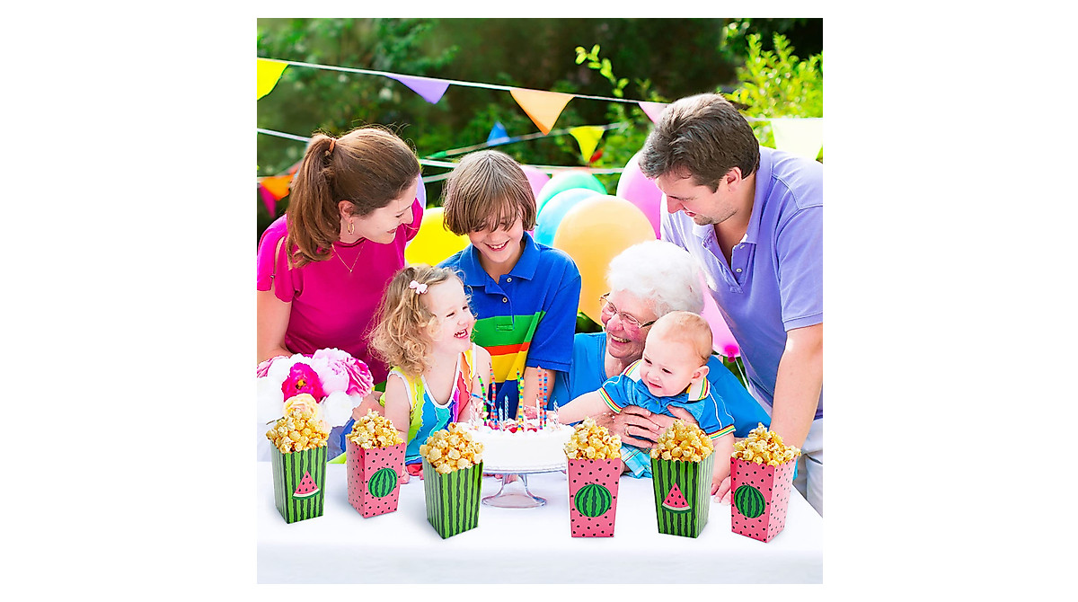Watermelon Popcorn Boxes - 24 Pack for Party Favors & Snacks