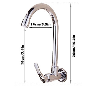 Inchant Cold Water Sink Faucet - Single Handle One Hole High Arc Wall Mount Stainless Steel Bar Faucet for Kitchen Garden Outdoor Boat Camper Easy Install Chrome Finish