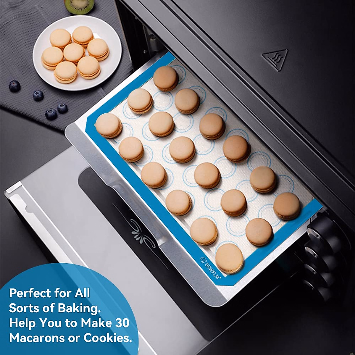 Silicone Baking Mat,Silicone Mats for Baking,100% Non-Stick Reusable Food Safe Liners-Silicone Baking Sheet Great for Macaron, Cookies, Bread and Pastry（3 PACK BLUE）