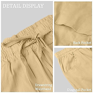 NANAMEEI Linen Beach Pants Men Cotton Pants for Men Casual Pants for Men Beach Trousers for Men Khaki 2XL