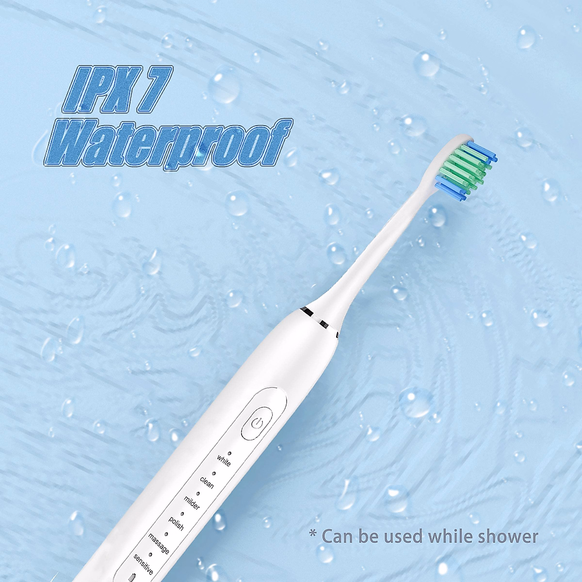 AUWISH Sonic Electric Toothbrush for Kids and Adults with 6 Modes, 4 Medium Brush Heads, Fast Charge, and Timer Reminder, White