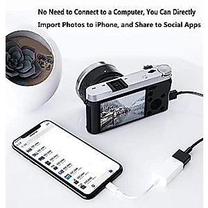 Apple Lightning to USB Camera Adapter, USB 3.0 OTG Cable for iPhone/iPad to Connect Card Reader, USB Flash Drive, U Disk, Keyboard, Mouse, Hubs, MIDI, Plug & Play (White)