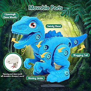 Dinosaur Toys for3 4 5 6 7 8 Year Old Boys, Take Apart Dinosaur Toys for Kids 3-5 5-7 STEM Construction Building Kids Toys with Electric Drill, Dinosaur Toy Party Birthday Gifts for Boys Girls