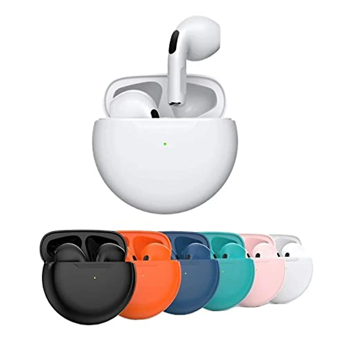 Pro 6 True Wireless Earbuds, Bluetooth Headphones, Hi-Fi Stereo Sound in-Ear Earphones, 99.99% Compatible with All Mobile Devices, Built-in Microphone, Up to 26 Hour Play Time with Charging Case