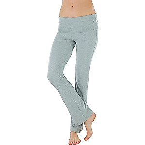 ToBeInStyle Women's Flared Bottom Full Length Leggings - Light Heather Grey - Large