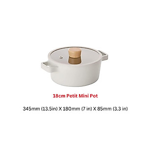 Fika NEOFLAM Mini Petit Pot for Stovetops and Induction | Wood knob and Glass Lid | Made in Korea (7 inch / 1.6qt)