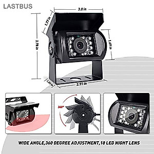 Backup Camera, Reversing Camera, Waterproof Night Vision Wide View Angle Rear View Camera with 4 Pin GX12-4 Connector for RV Camper Truck Trailer Bus Van