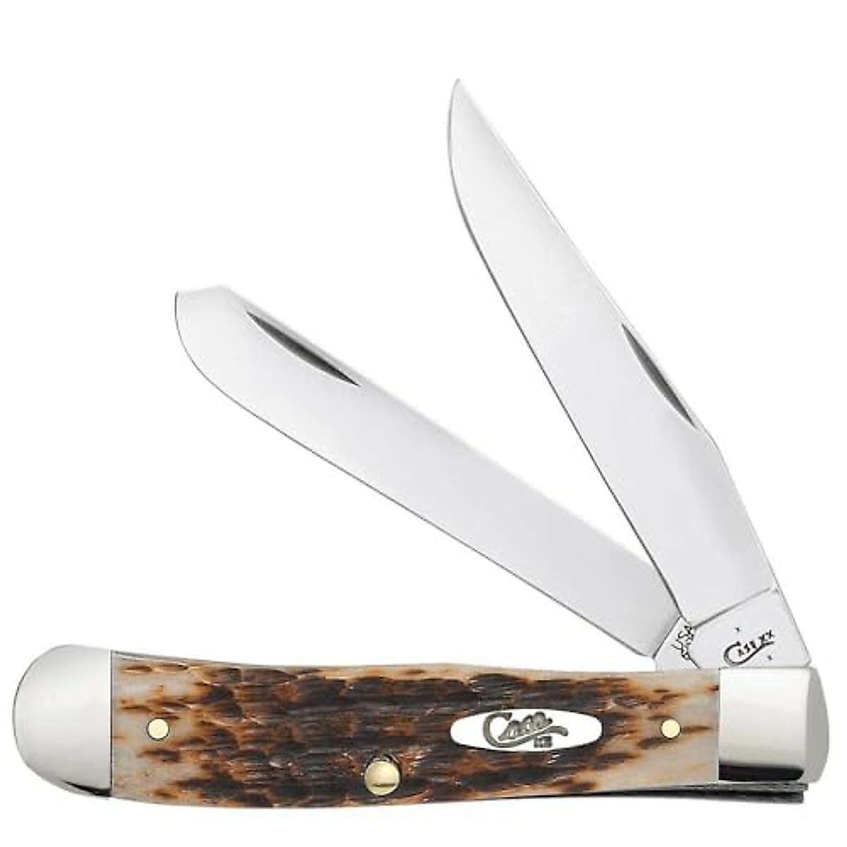 Case XX WR Pocket Knife Amber Jigged Bone Trapper Item #164 - (6254 SS) - Length Closed: 4 1/8 Inches