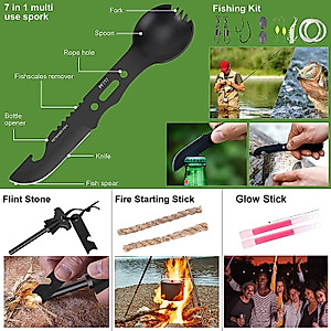 216 Pcs, Professional Survival Gear Equipment Tools First Aid Supplies kit for SOS Emergency Hiking Hunting Disaster Camping Adventures (Black)