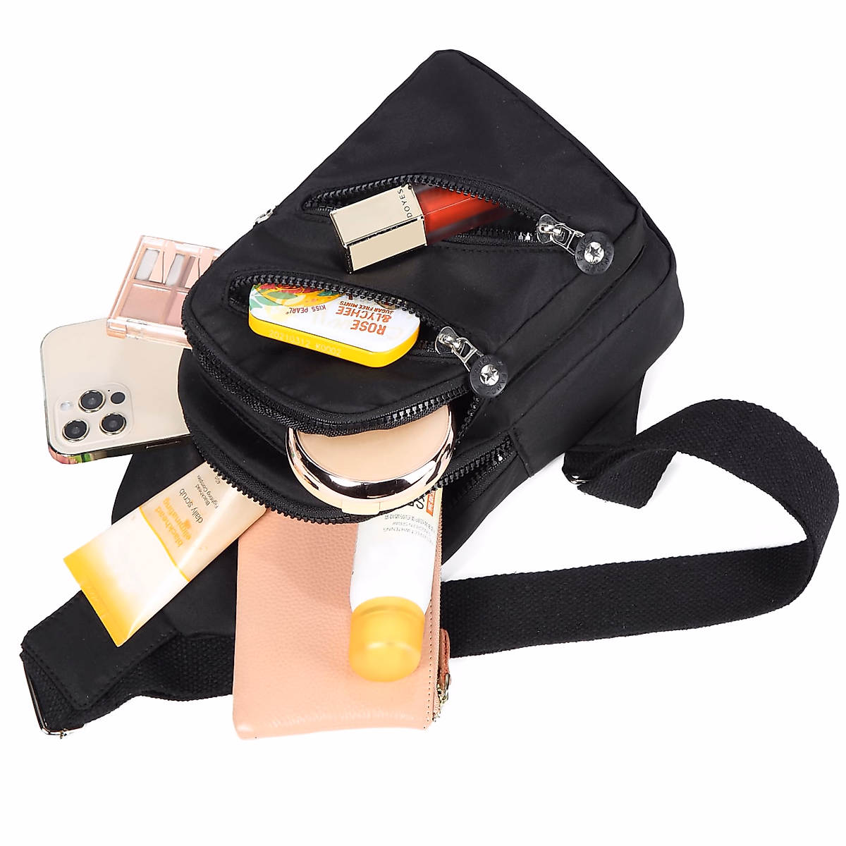 Small Sling Bag Crossbody Bags for Women, Sling Backpack Daypack Fanny Pack Cross Body Bag for Outdoors Hiking Traveling - Black