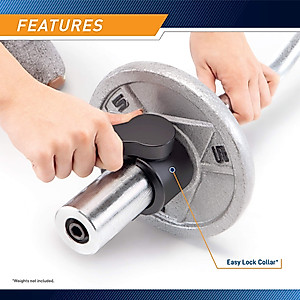 Marcy Solid Steel Olympic Weight Bar and Weight Plate Collars Chrome-Plated Exercise Weightlifting Bar SOC-49