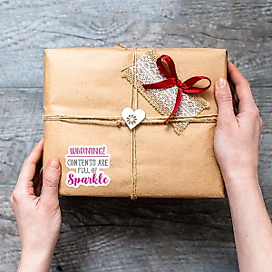 Littlefa Sparkle Stickers, 500 PCS - Warning, Happy Mail, Small Business, Packaging for Online Stores, Boutiques, Crafts