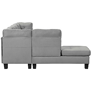 Casa Andrea Milano Modern Sectional Sofa L Shaped Couch with Reversible Chaise, Large Living Room Furniture, Grey