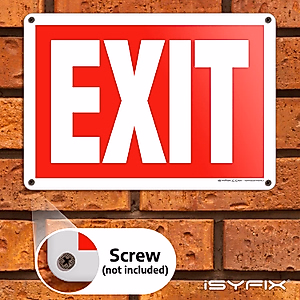 iSYFIX Exit Sign – 1 Pack 10x7 Inch – 100% Rust Free .040 Aluminum Signs, Laminated for Ultimate UV, Weather, Scratch, Water and Fade Resistance, Indoor and Outdoor, Exit Signs for Exterior.