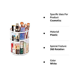 alcora life 360 Rotating Makeup Organizer, Makeup Spinning Organizer Rotating Organizer Desk for White Makeup Holder Lazy Susan Organizer Dresser- 7 Adjustable Layers with 4 Trays