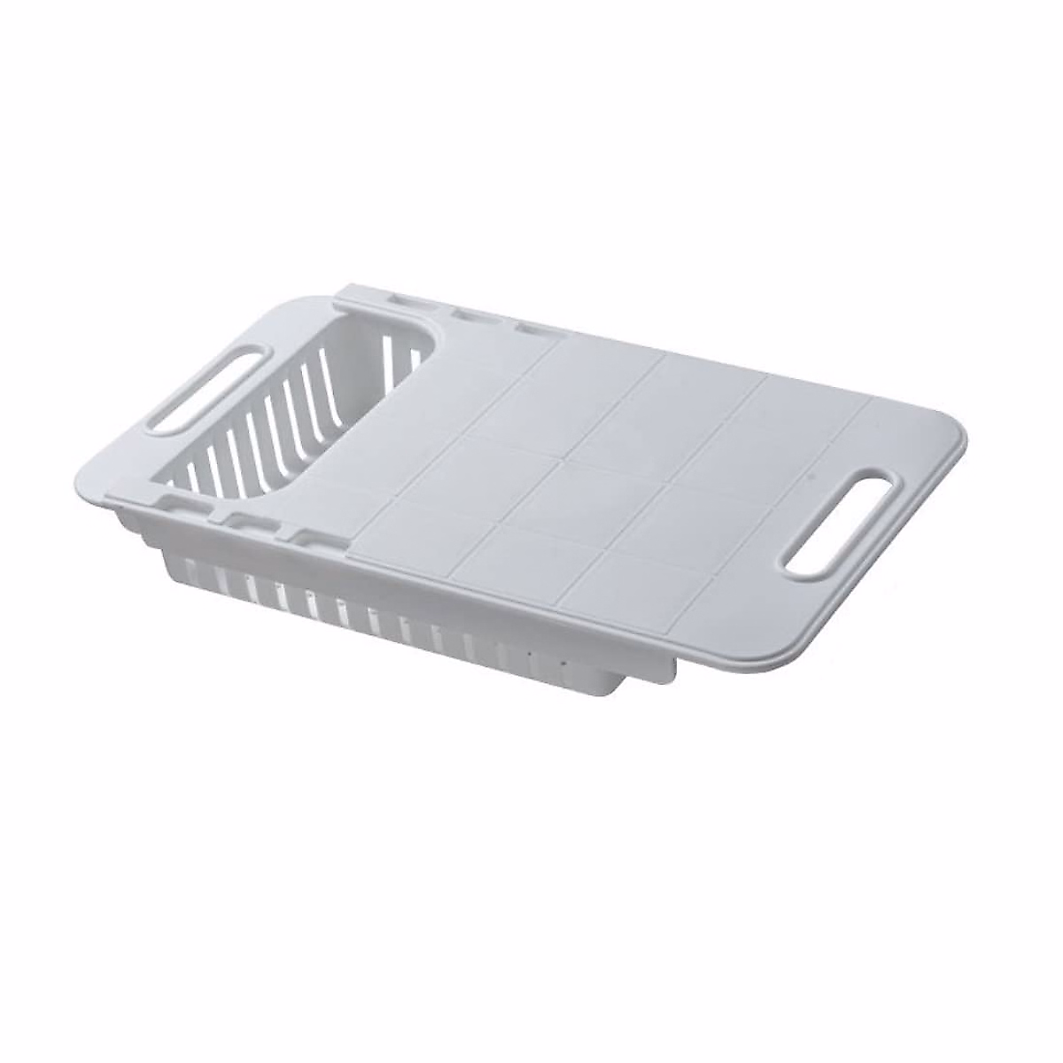 Multifunctional Chopping Board, Plastic Kitchen Sink Strainer with Stoarge Basket 3 in 1 for Cutting Washing Draining (Off White)