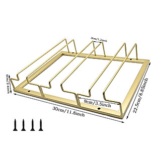 Hoshen Goblet Wine Glass Rack, 11.8 inches Under Cabinet Wine Wine Glass Rack, Glass Storage Rack, Bar Hanging Wine Wine Glass Rack, (3 Rows) Gold